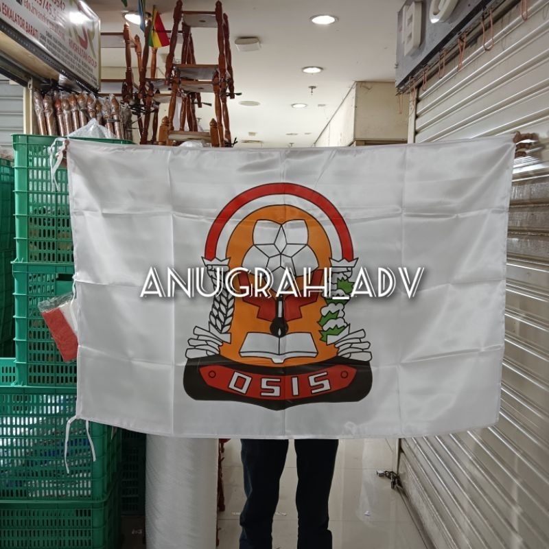 Jual bendera pataka bendera logo sablon OSIS SMA ukuran 90cm x 135cm ...
