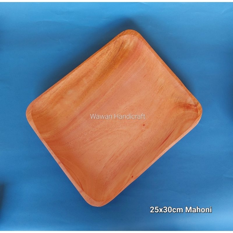 Jual nampan kayu/baki kayu persegi 25x30cm kayu mahoni | Shopee Indonesia