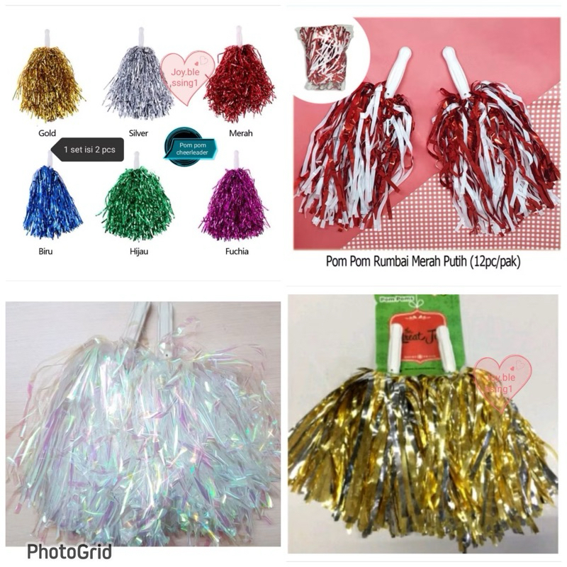 Jual POM POM CHEERLEADER (I SET ISI 2 PCS)/pom merah putih hut RI ...