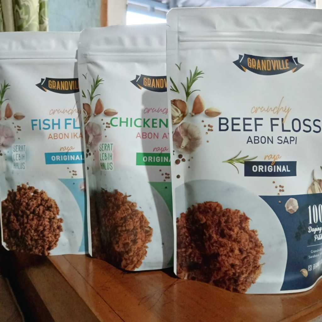 Jual Abon Grandville Crunchy Original Rasa Beef, Ayam, Ikan (100gr ...