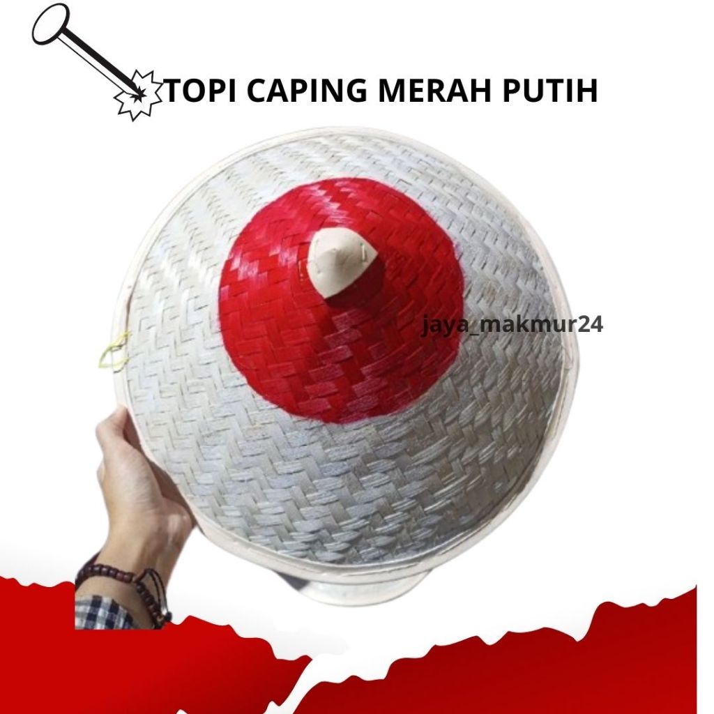 Jual topi merah putih agustusan / topi caping bambu | Shopee Indonesia