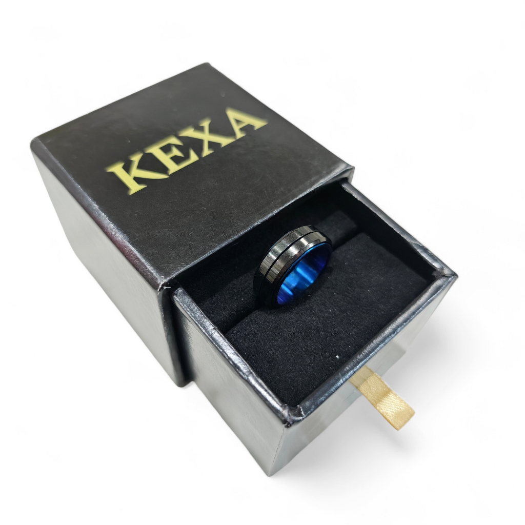 Jual KEXA - Cincin Titanium Pria Wanita Motif Spinner Biru | Shopee ...