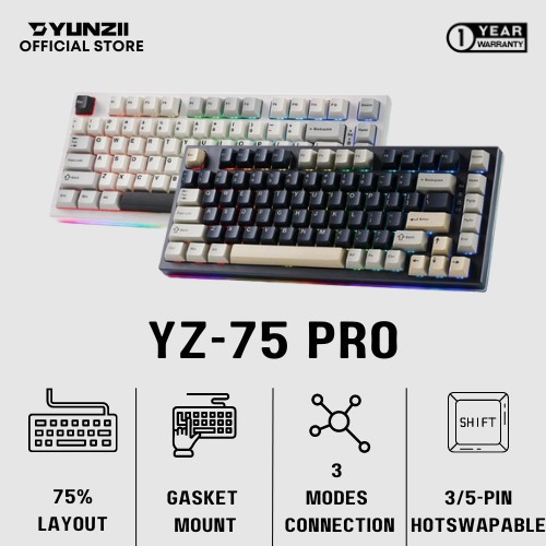 Jual Yunzii YZ75 / YZ-75 Pro Mechanical Keyboard Gasket Wireless 3in1 ...