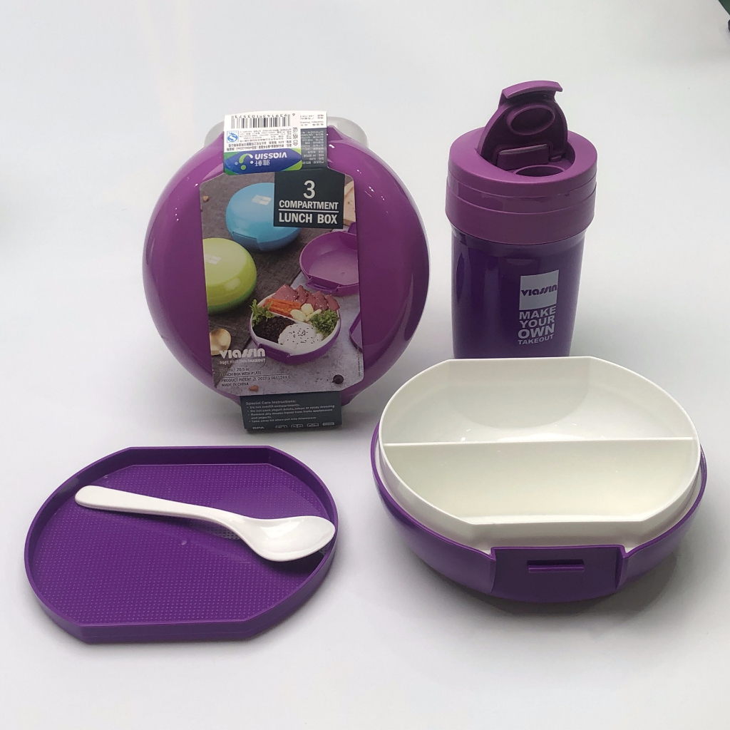 Jual Lunch Box 1Set Tempat Makan Bulat dan Tempat Minum600 ML SEKAT ...