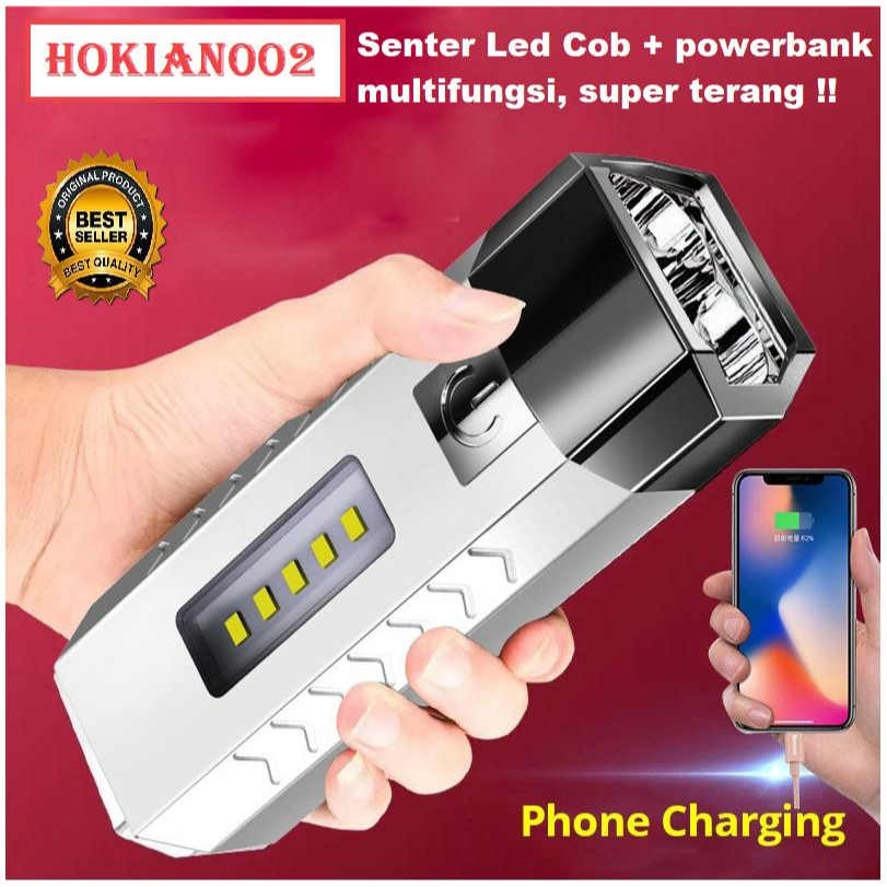 Jual SENTER LED 2 MATA 5 COB MULTIFUNGSI FLASHLIGHT DAN POWERBANK ...