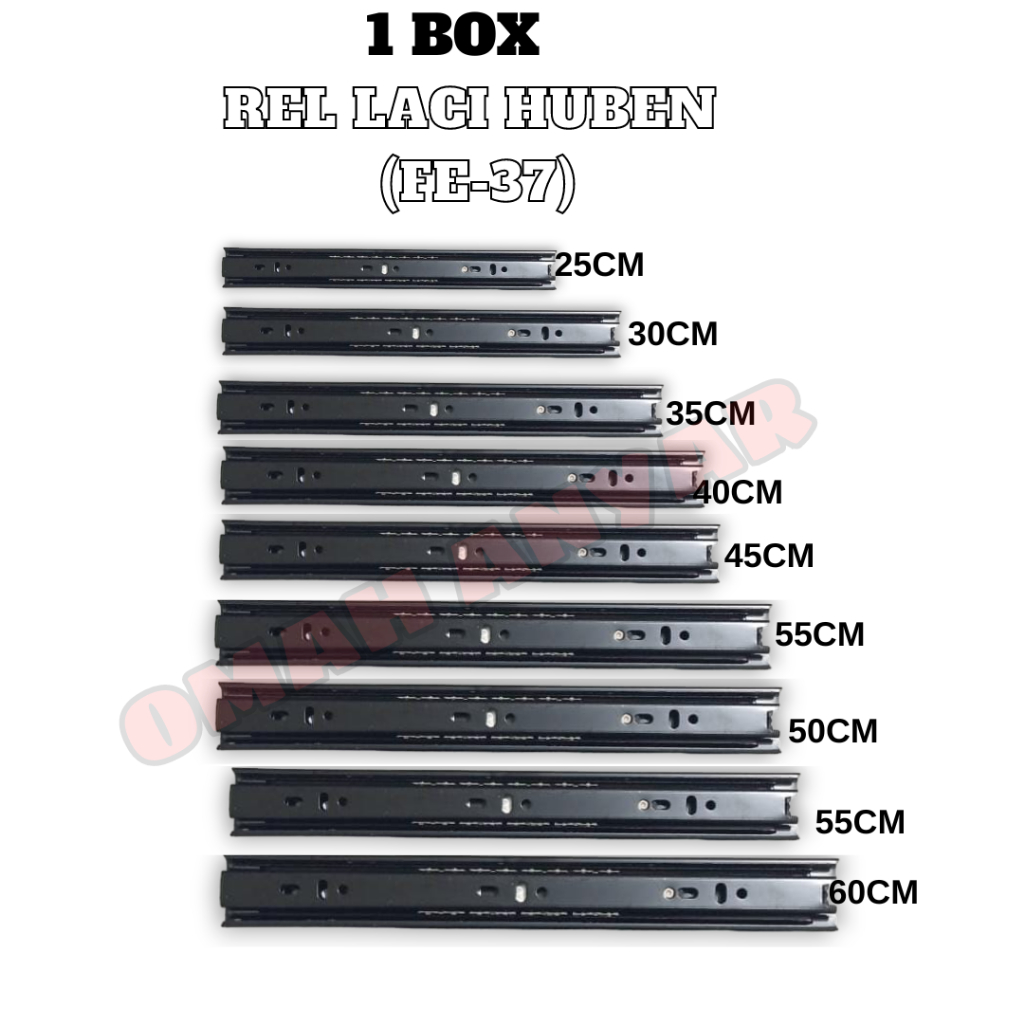 Jual 1 BOX Rel Laci Double 2x Tarik Full Extension FE 37mm merk Huben ...
