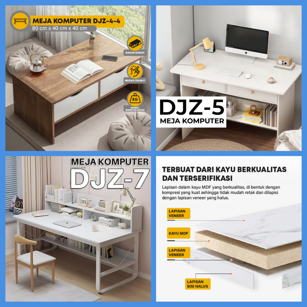 Jual Meja Komputer Kayu Meja Belajar Modern Meja Desktop Meja Kerja ...