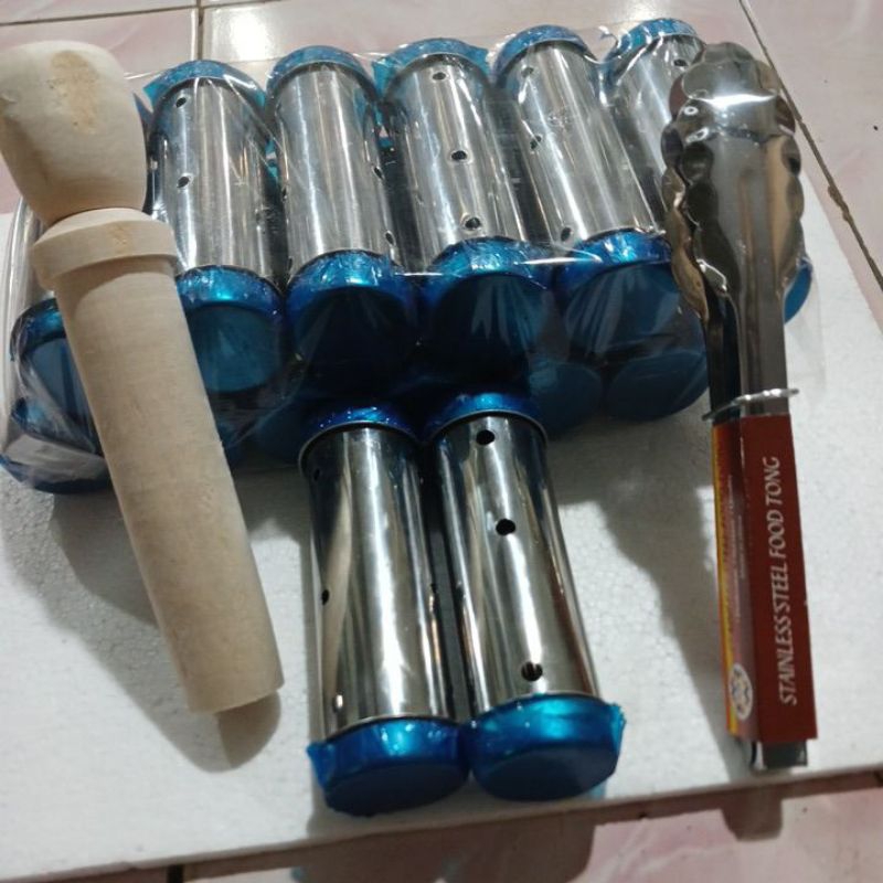 Jual cetakan lontong stanless ukuran 12 cm x 4cm plus pencapit dan ...