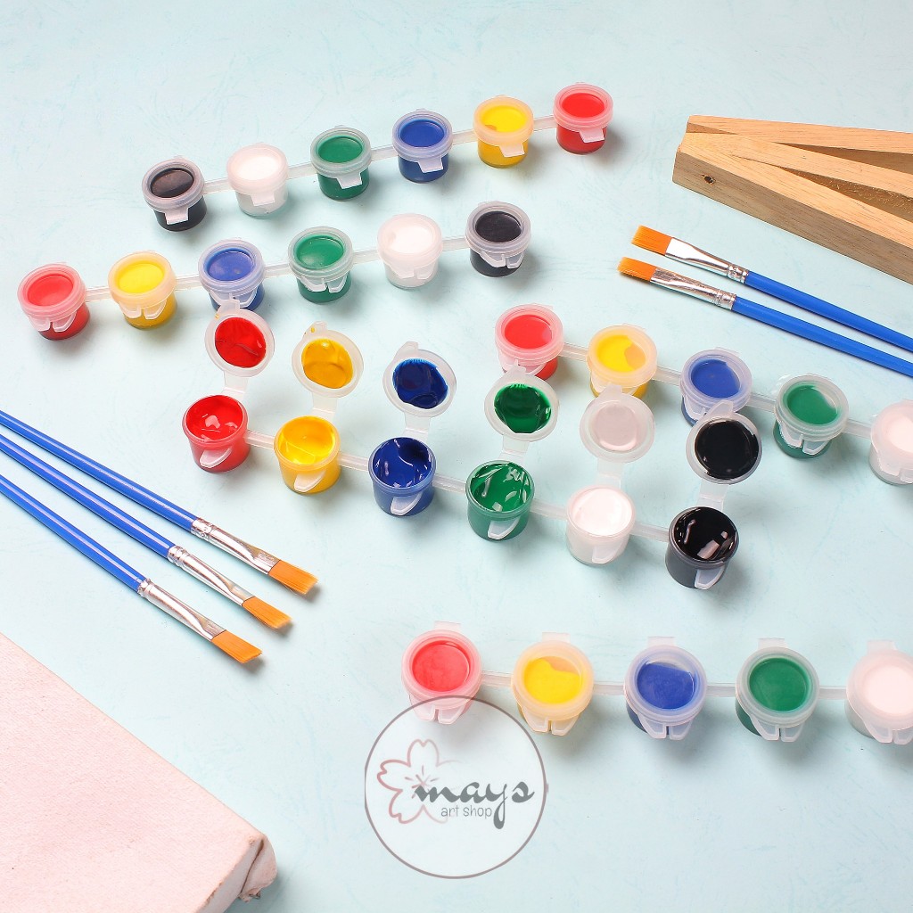 Jual Cat Akrilik Set 6 Warna Dasar / Cat Lukis Acrylic Paint Set 3 ml x ...