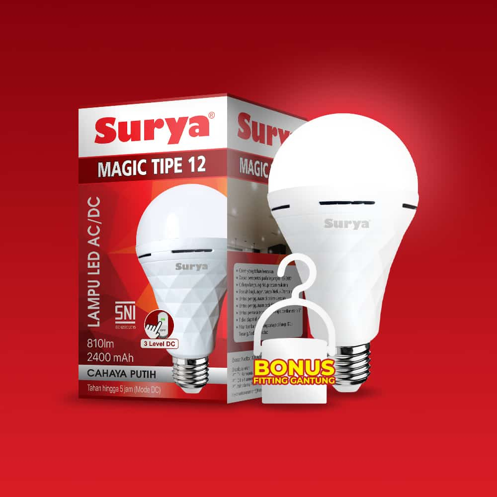 Jual Lampu Emergency Surya Magic 9W 12W & 18W Watt LED MAGIC SURYA 9 12 ...