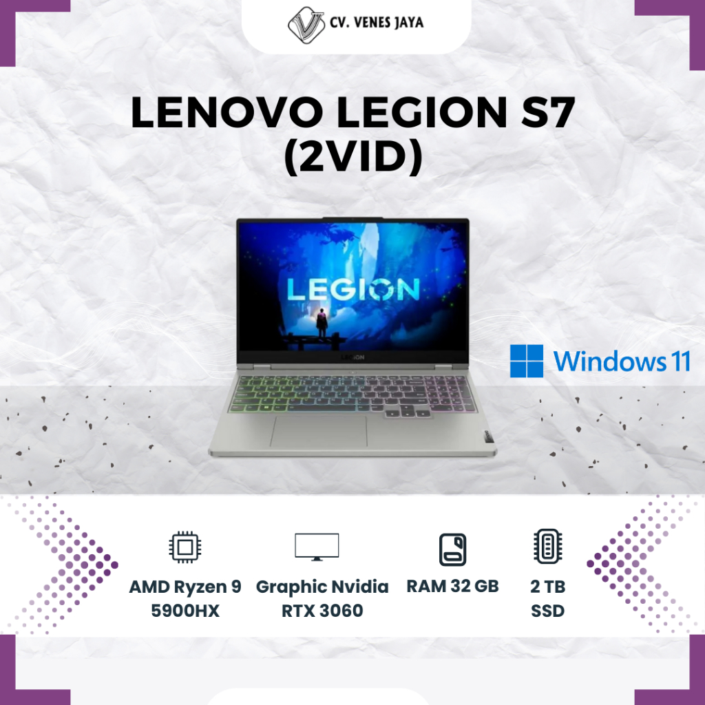 Jual Lenovo Legion S7 15ACH6-82K8002VID /AMD Ryzen 9 5900HX/32GB/2TB SSD/VGA 6GB/15.6″/Win 11 ...