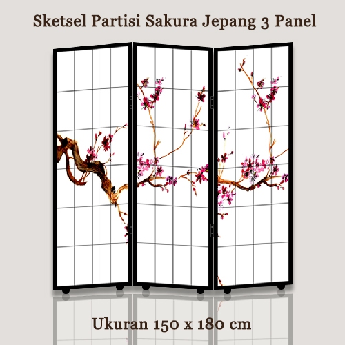 Jual Pembatas Ruangan Sketsel Partisi Sakura Jepang 3 Panel | Shopee ...