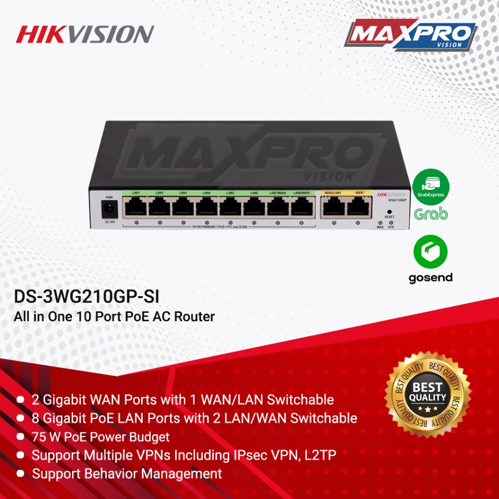 Jual DS-3WG210GP-SI - HIKVISION ALL IN ONE 10 PORT POE AC ROUTER ...