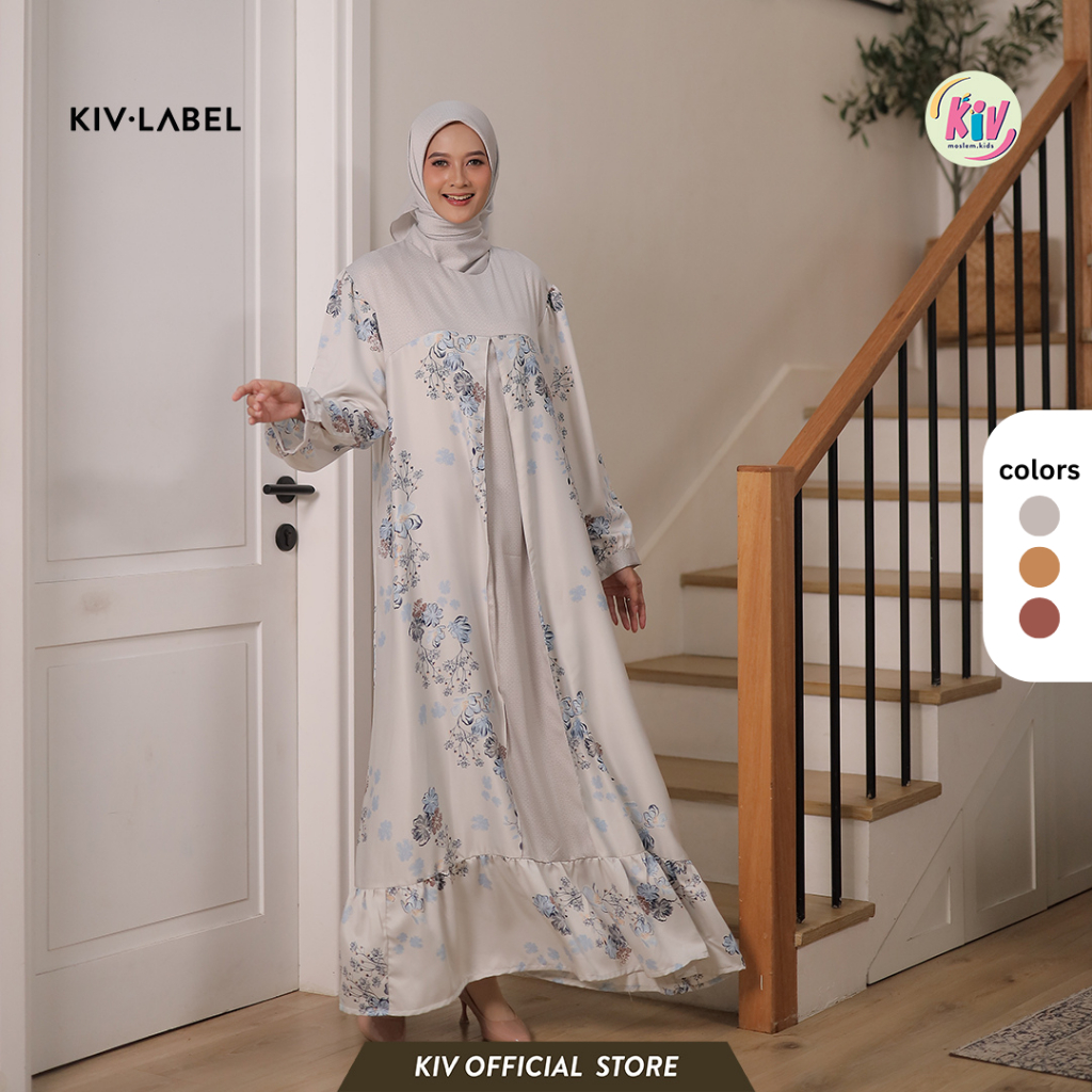 Jual KIV LABEL Gamis Silk Motif Signature Kombinasi Monogram Kahiyang ...