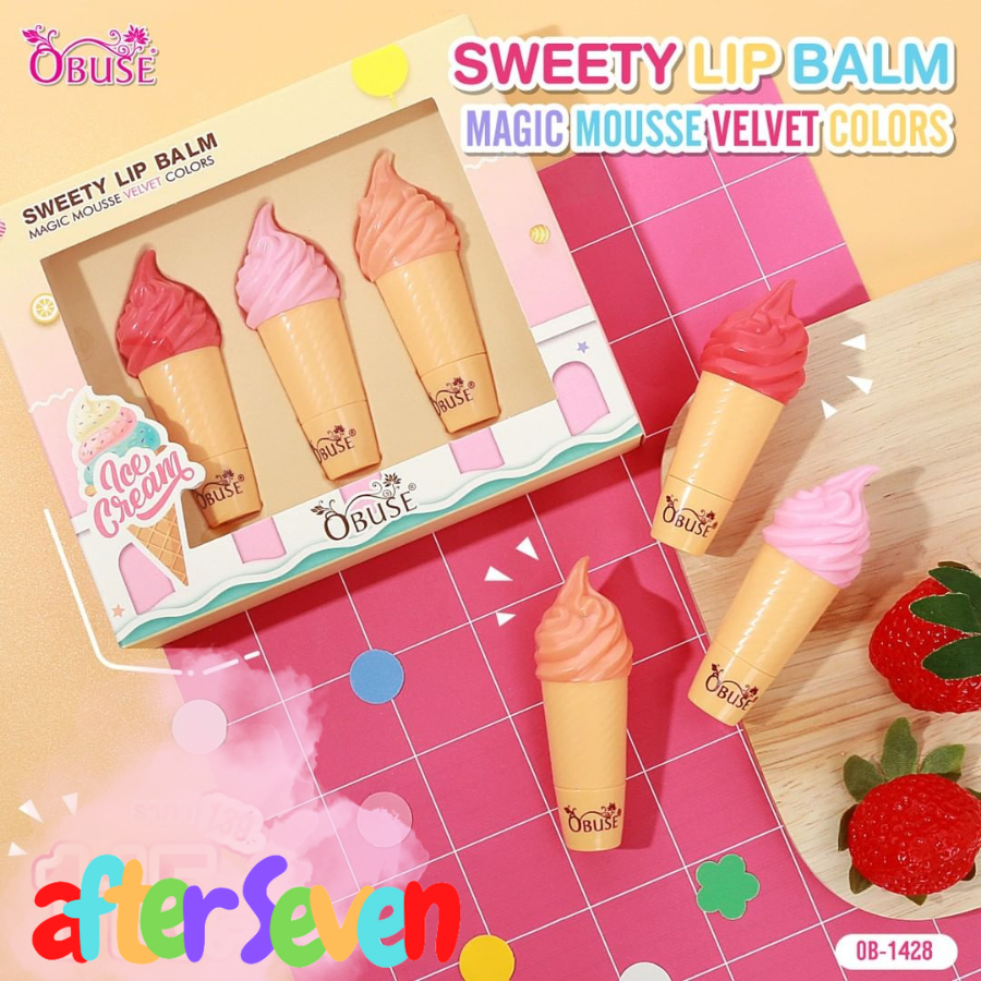 Jual Lip Balm / Obuse Sweety Lip Balm / Obuse Ice Cream isi 3 Ori ...
