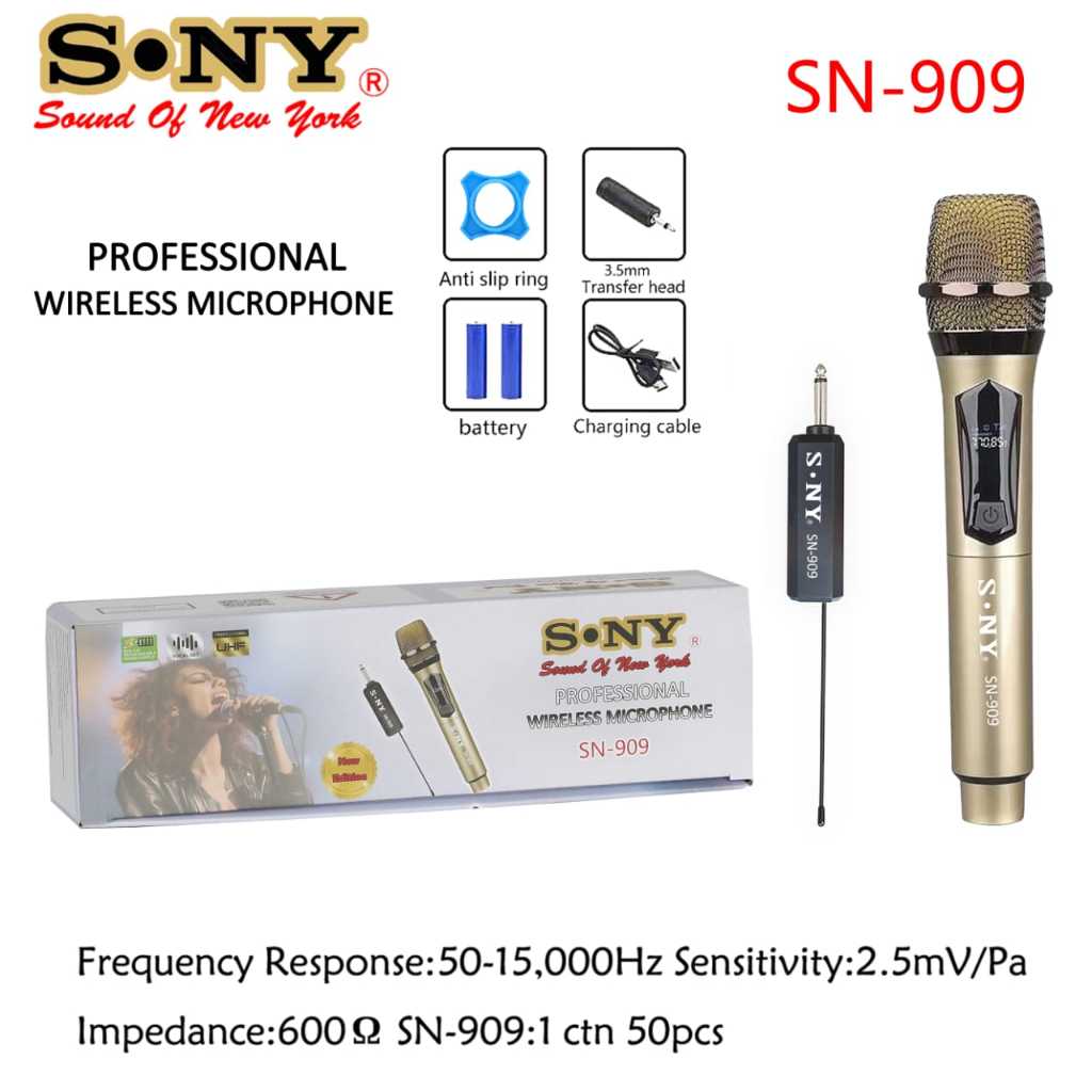 Jual MICROPHONE WIRELESS S.NY SN-909 SINGLE MIC KARAOKE TANPA KABEL ...
