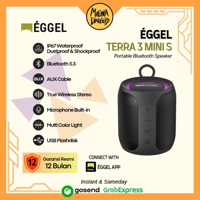 Jual Eggel Terra 3 Mini S 360 Waterproof Portable Bluetooth Speaker RGB ...