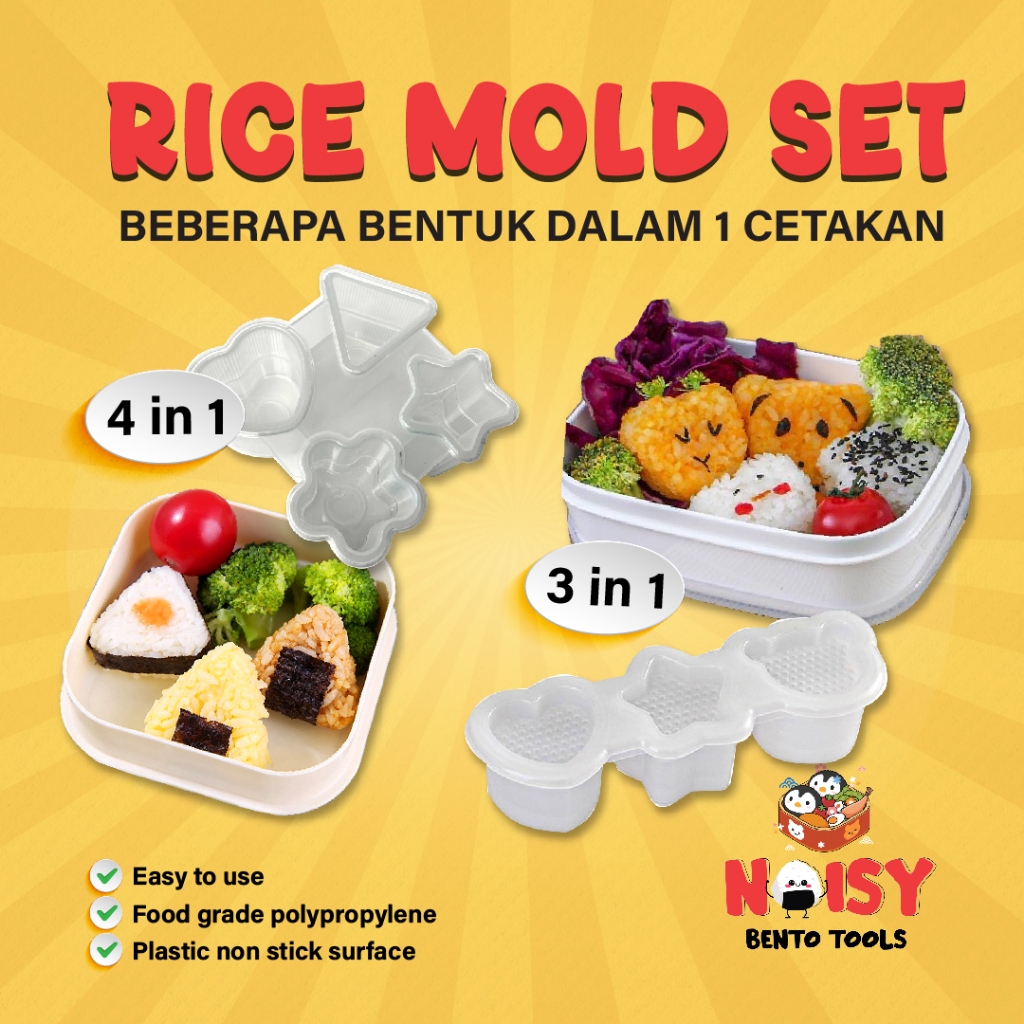 Jual SET CETAKAN NASI BENTO | CETAKAN ONIGIRI RICE MOLD SET 3 IN 1 ...