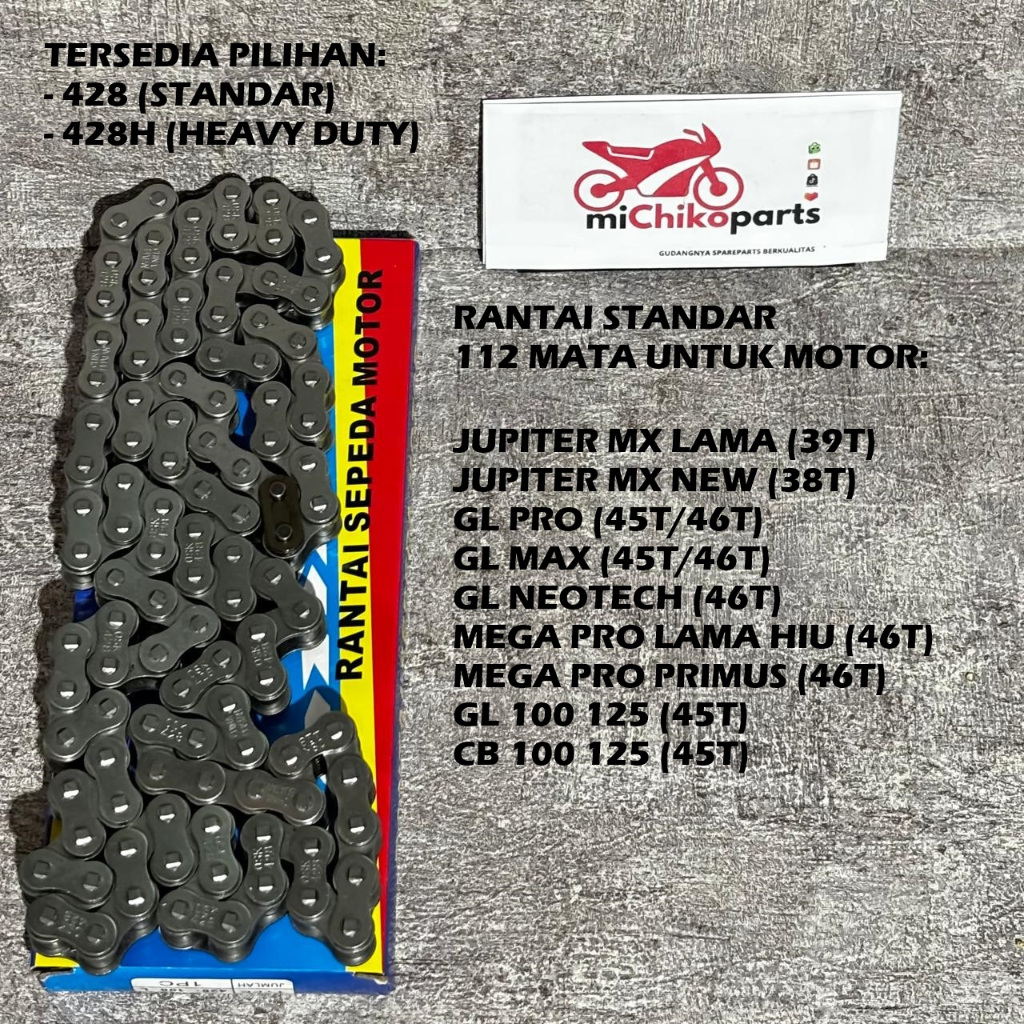 Jual Rantai Rante Gear Roda 428 atau 428H - 112 Jupiter MX Lama New 135 ...