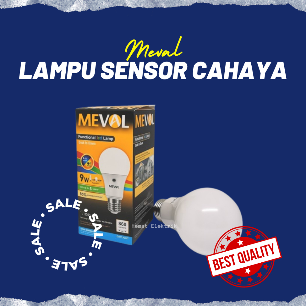 Jual Lampu Sensor Cahaya LED 9W Meval Malam Otomatis Hidup Putih ...