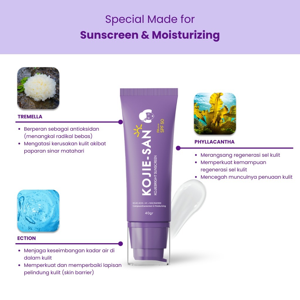 Jual KOJIE-SAN Kojiebright Sunscreen SPF50 PA+++ 40g | Sun Protection ...