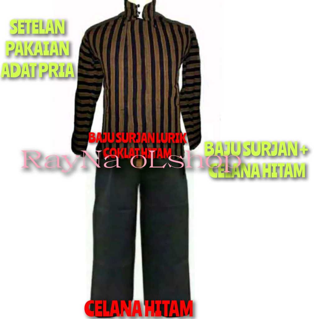 Jual SURJAN LURIK COKLAT HITAM + CELANA HITAM | BAJU KEMEJA JAWA PRIA | SETELAN PAKET LENGKAP ...