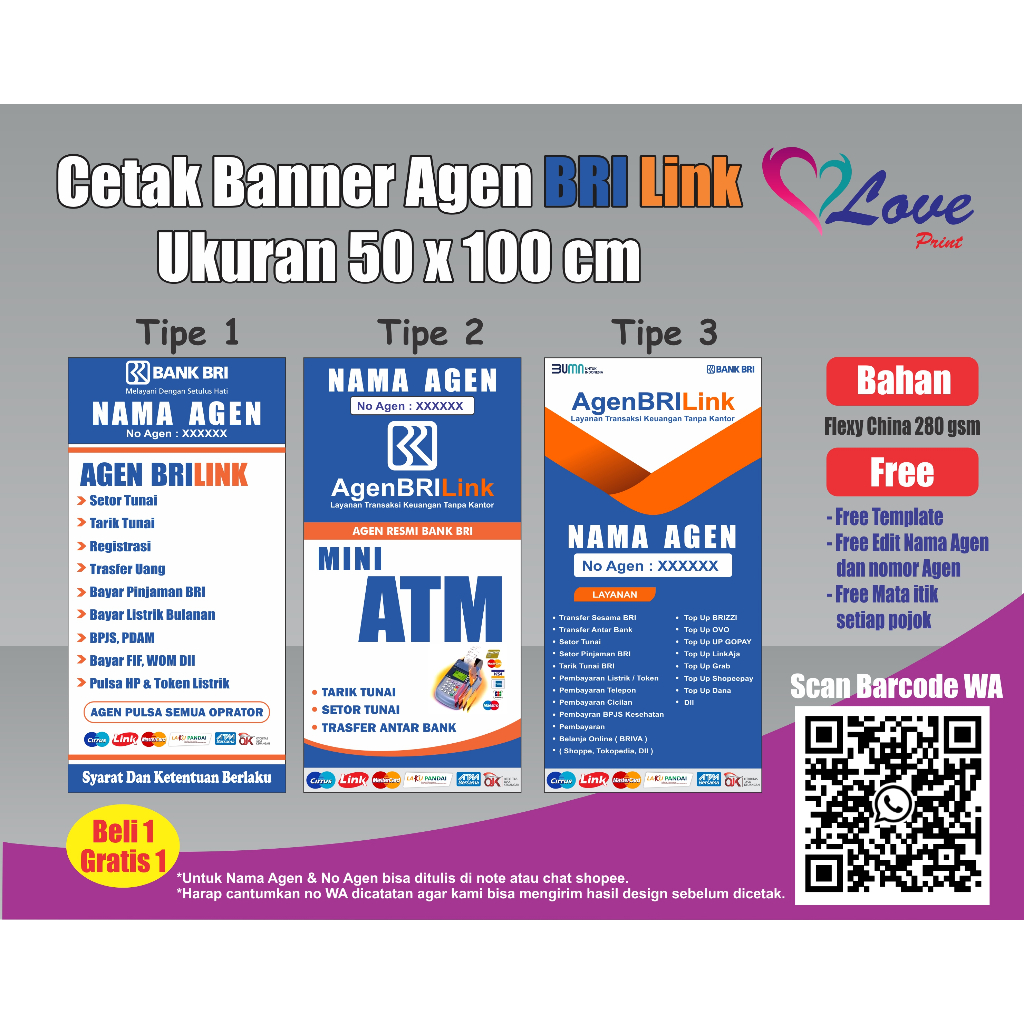 Jual Spanduk Banner Agen BRILink Beli 1 Gratis1 | Shopee Indonesia