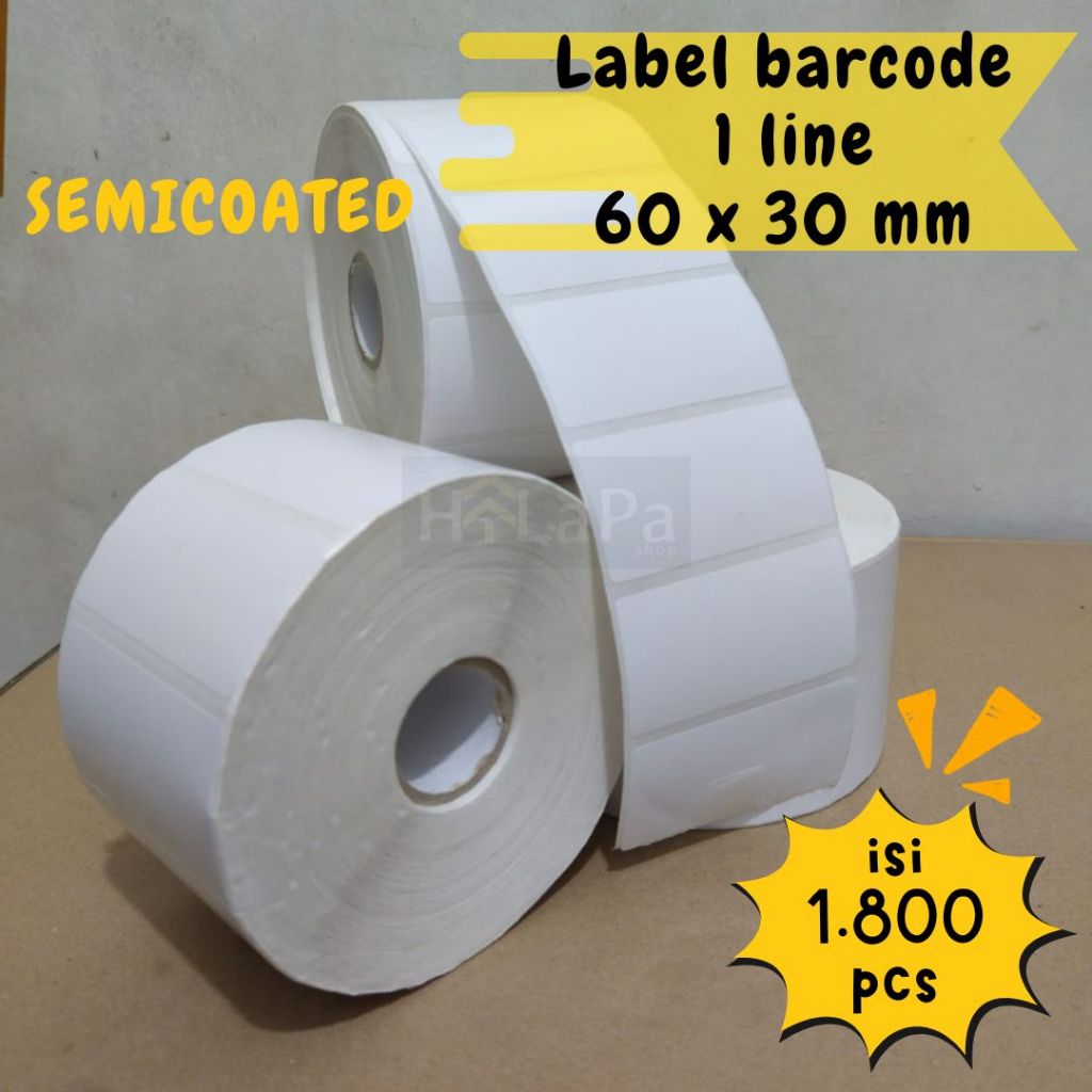 Jual Stiker Label Barcode 60x30 bahan semicoat Kertas Sticker Barcode ...