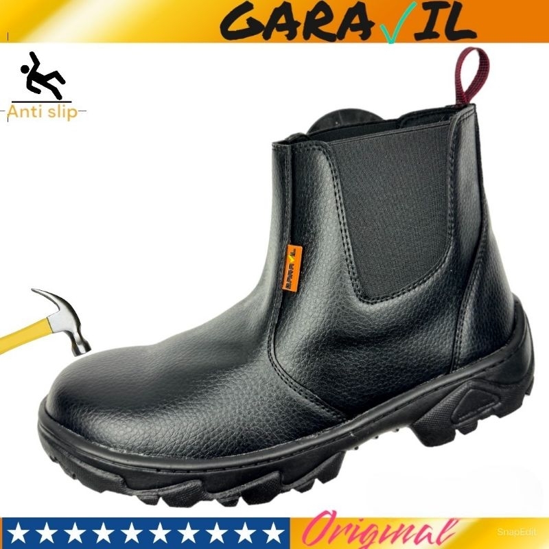 Jual GARAVIL sepatu safety proyek kerja lapangan semi boot ujung besi ...