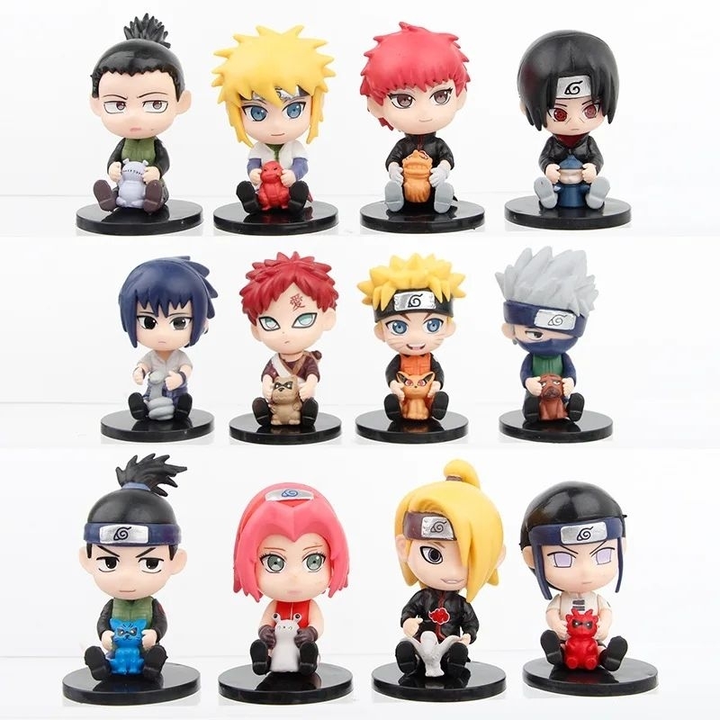 Jual Action Figure Naruto Chibi Set 6 Pcs Duduk Peluk Kaiju 7cm Kakashi ...