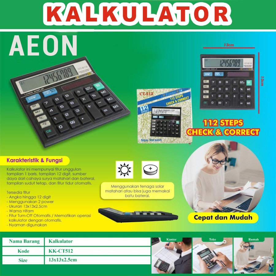 Jual Kalkulator Calculator Model AEON 12 Digit | Shopee Indonesia