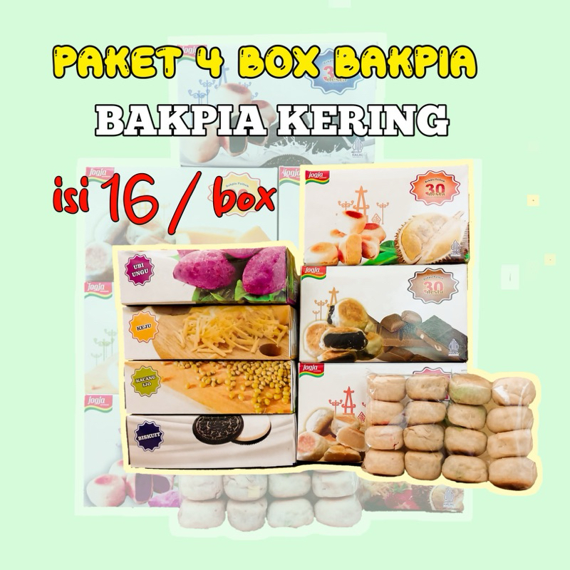 Jual PAKET 4 BOX BAKPIA KERING ISI 16biji/box | Shopee Indonesia