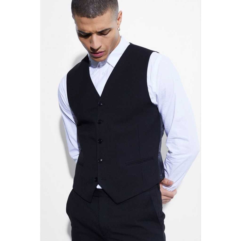 Jual Rompi Vest Jas Pria Formal Hitam Slimfit Kerja Kantor Premium ...