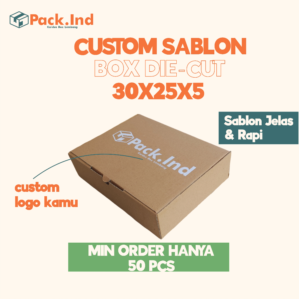 Jual (+SABLON) Kardus ukuran 30x25x5 | Box Die Cut | Kardus Packing ...