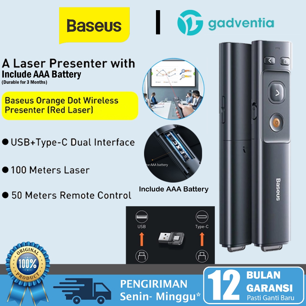 Jual Baseus Orange Dot Wireless Red Laser Pointer Merah Presentase Type ...
