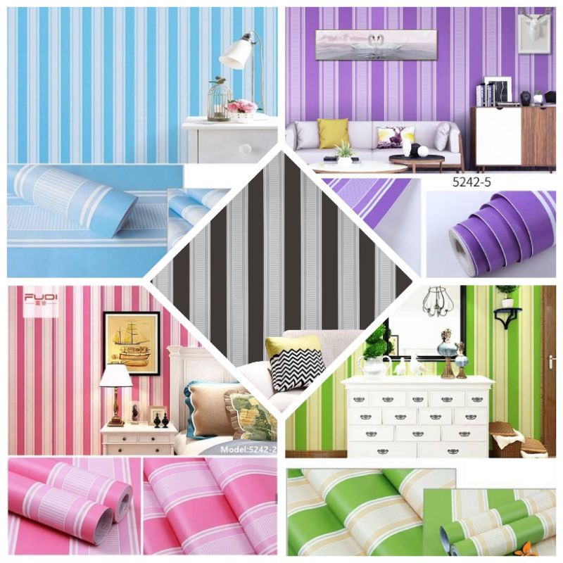 Jual Wallpaper Dinding Motif Dan Karakter Aneka Salur | Shopee Indonesia