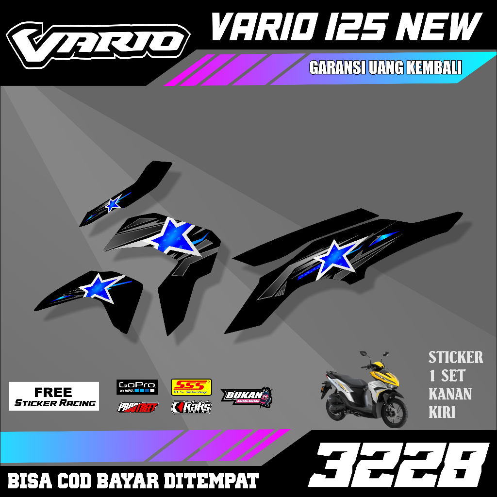 Jual STRIPING STICKER VARIO 125 NEW GEN 2 2023 2024 DESAIN BINTANG ELEGAN SIMPEL TERBARU VIRAL ...