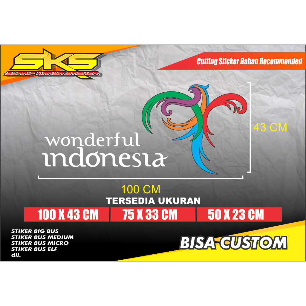 Jual STICKER WONDERFUL INDONESIA. PESONA INDONESIA. BIG BUS. ELF, BUS ...