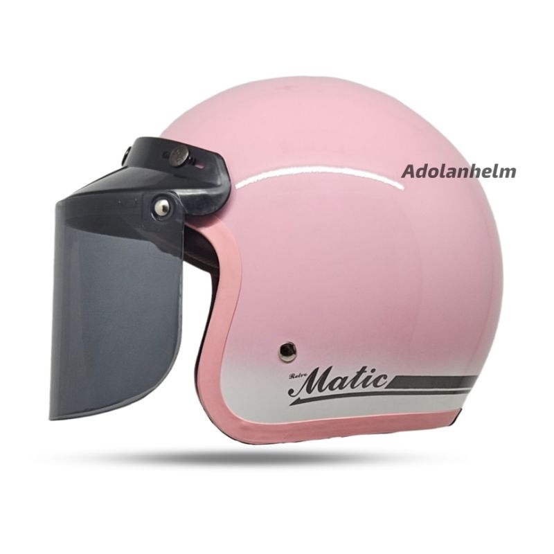 Jual Helm Bogo Gradasi List Pink Matic Flat Visor | Shopee Indonesia