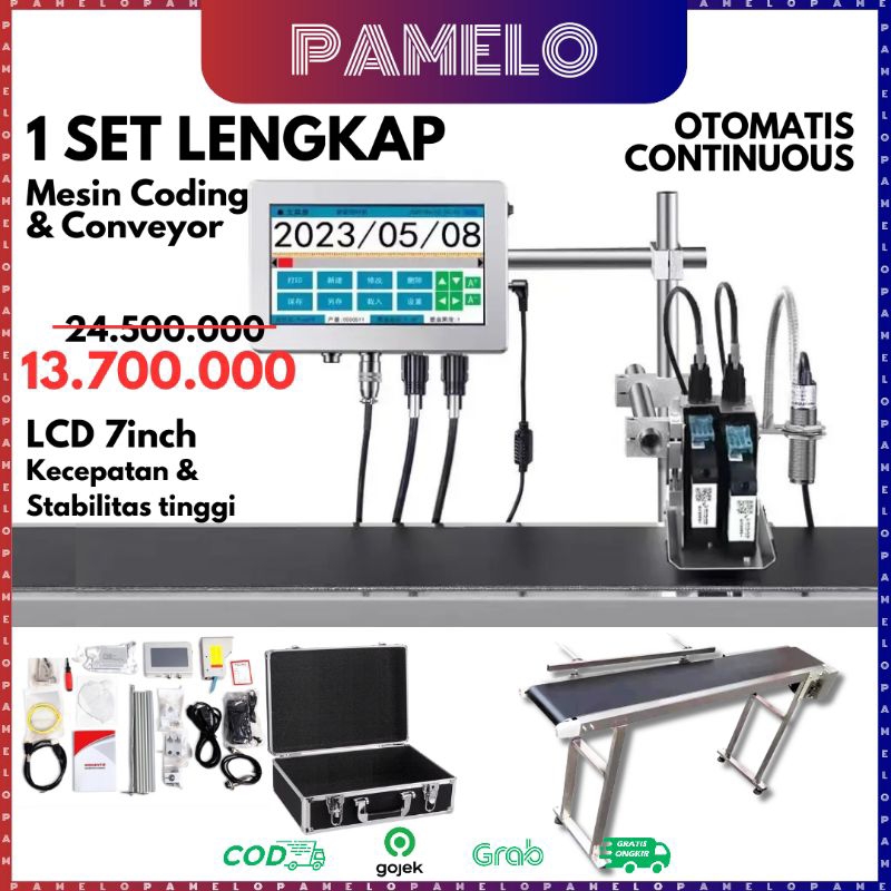 Jual MESIN CODING OTOMATIS + CONVEYOR SET // MACHINE EXPIRED DATE, QR ...