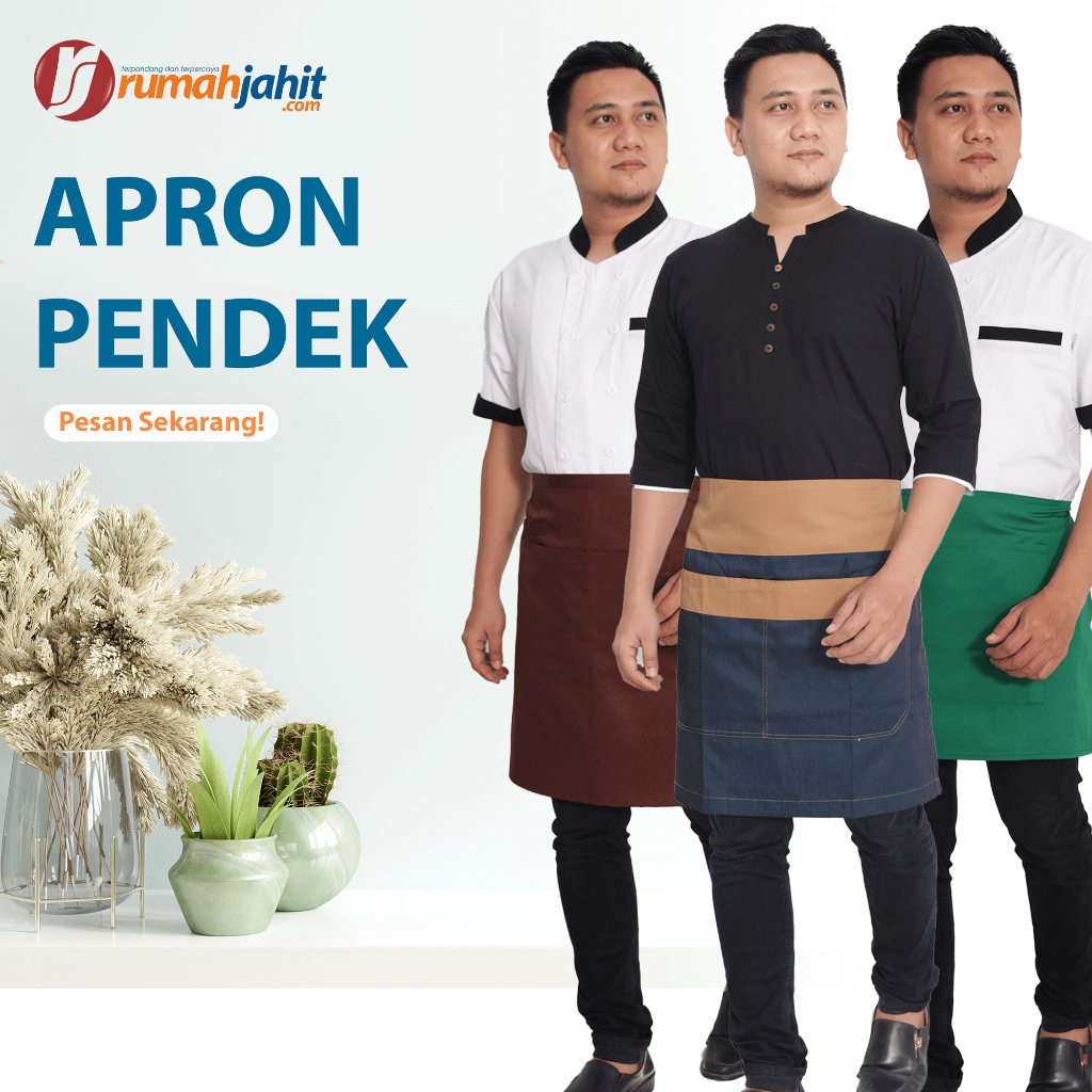 Jual Short Apron Baju Koki Apron Seragam Koki Celemek Masak Pendek Bar ...