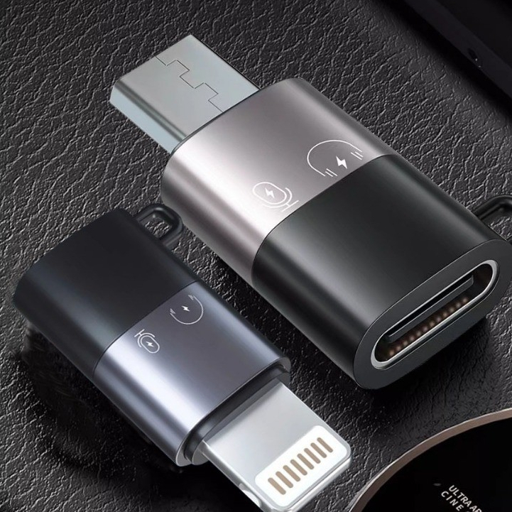 Jual Adaptor USB Type C to Lightning Micro USB OTG Adapter Converter Microphone Earphone Audio ...