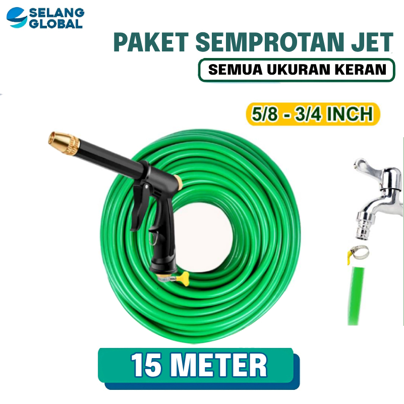 Jual GLOBAL Selang Air Cuci Motor 15 Meter Sepaket Selang Air Elastis ...