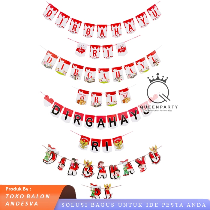 Jual Banner DIRGAHAYU RI / bunting flag HUT RI kemerdekaan / banner Hut ...
