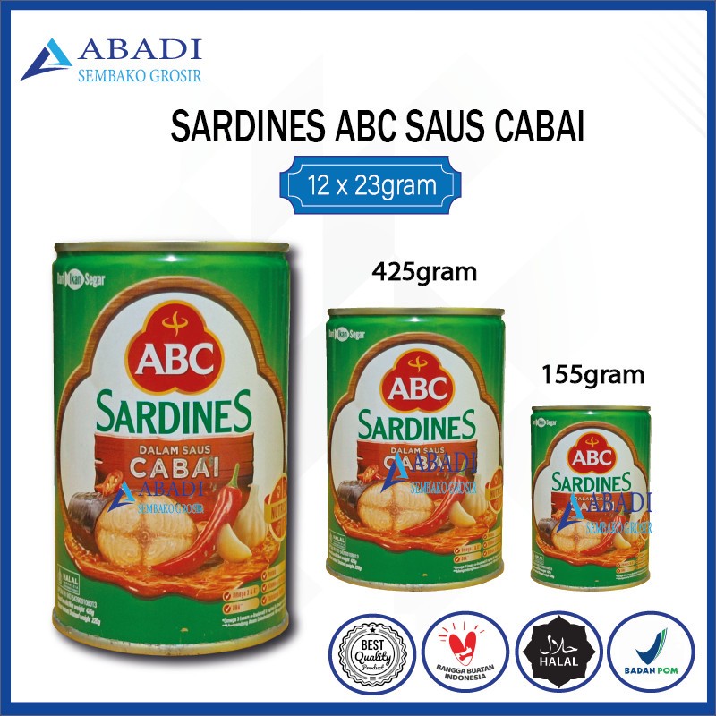 Jual Sarden ABC 155 GRAM - SARDINES ABC Saus Cabai Cabe 155gram Makanan ...