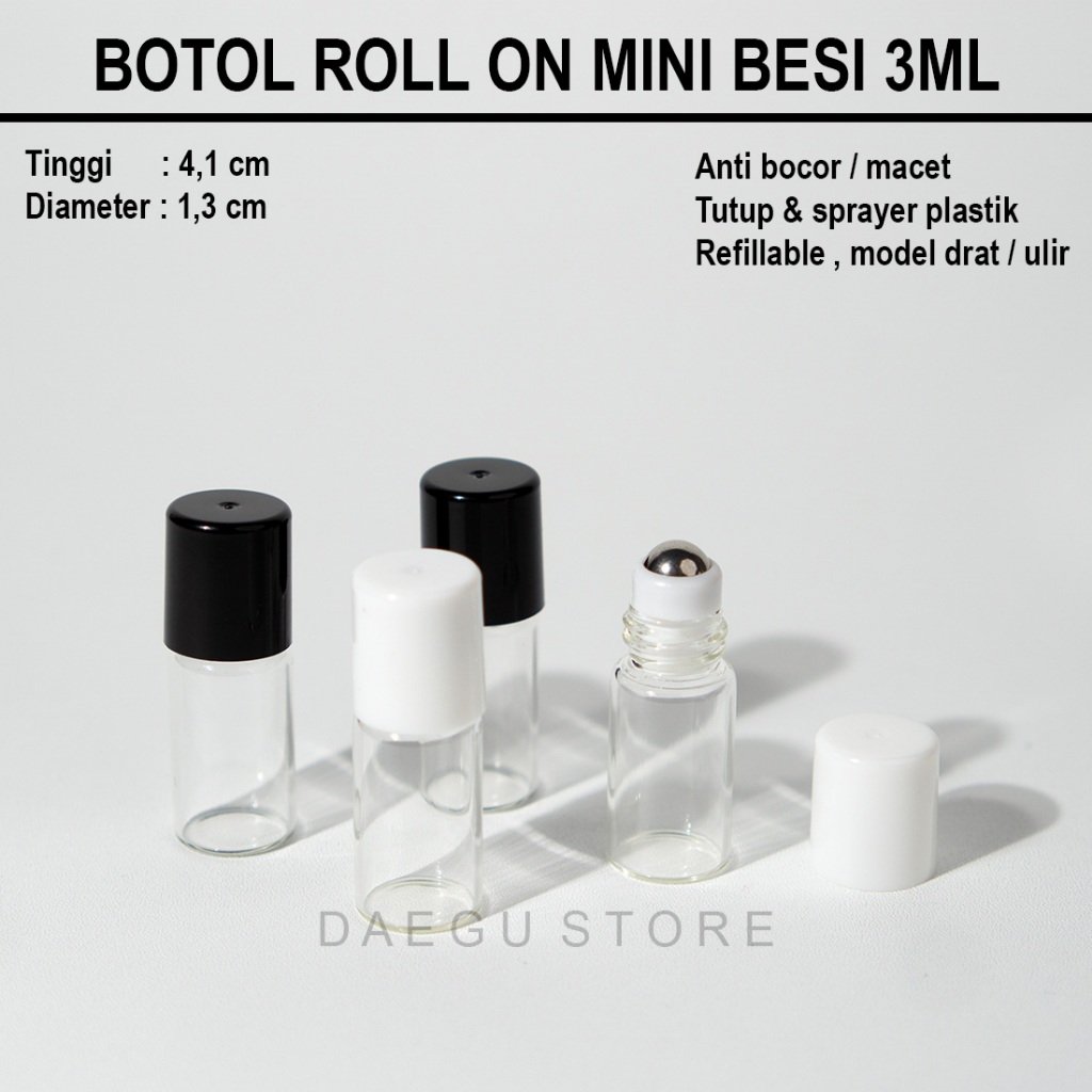 Jual Botol Roll On 3ml Kaca - Bola Roller Besi Tutup Plastik Parfum ...