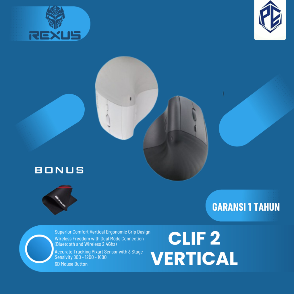 Jual Rexus Clif 2 / II Wireless Bluetooth Office Mouse Vertical ...