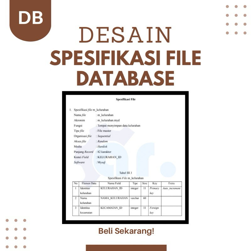 Jual DESAIN SPESIFIKASI FILE DATABASE/ MYSQL/ DLL | Shopee Indonesia