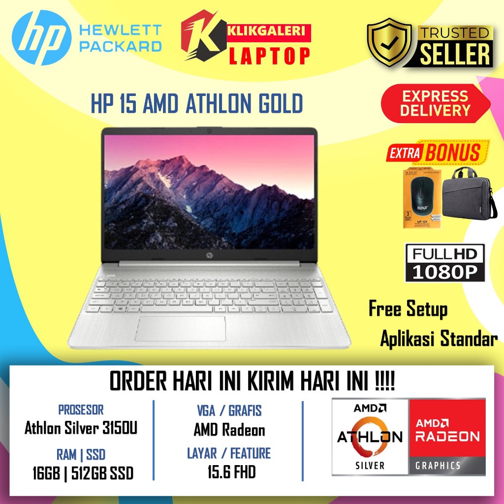 Jual Promo Laptop HP 15 Amd Athlon Gold 3150U Ram 16GB SSD 512GB 15.6 ...