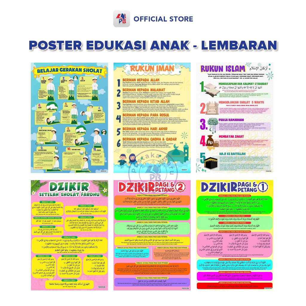 Jual Poster Edukasi Anak Mainan Edukasi Anak Lembaran Gerakan Sholat ...